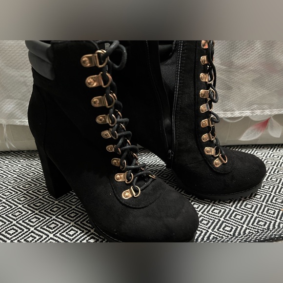 Shoes | Nwot Black Heel Semi Boots By Top Moda | Poshmark